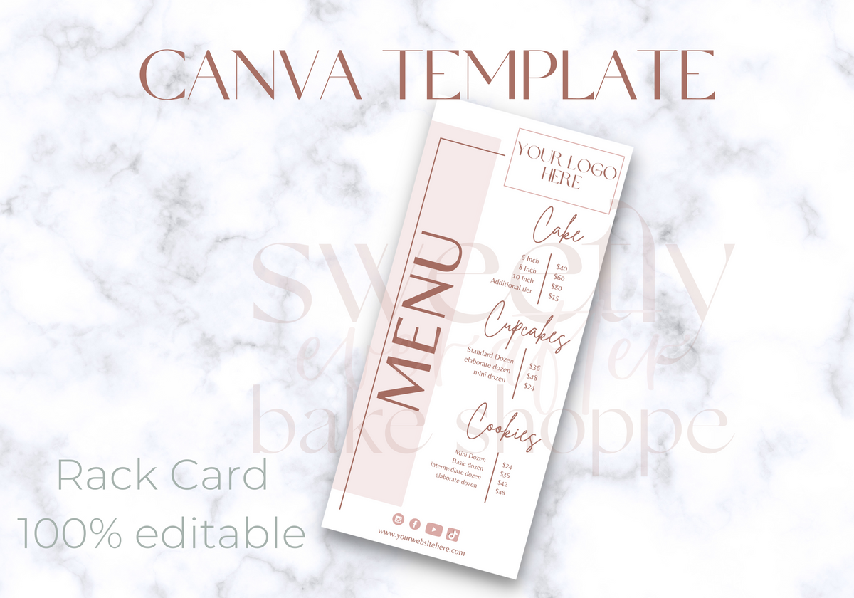 Menu Card CANVA TEMPLATE – Sweetly Ever After Bake Shoppe